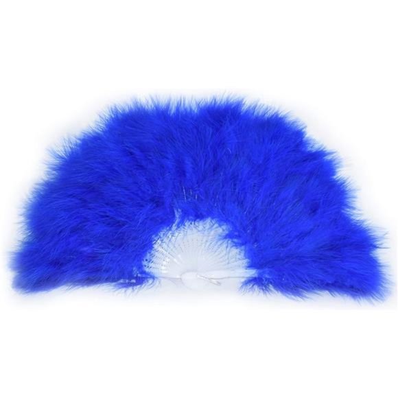Accessories | Marabou Feather Hand Fan 45cm Royal Blue | Poshmark